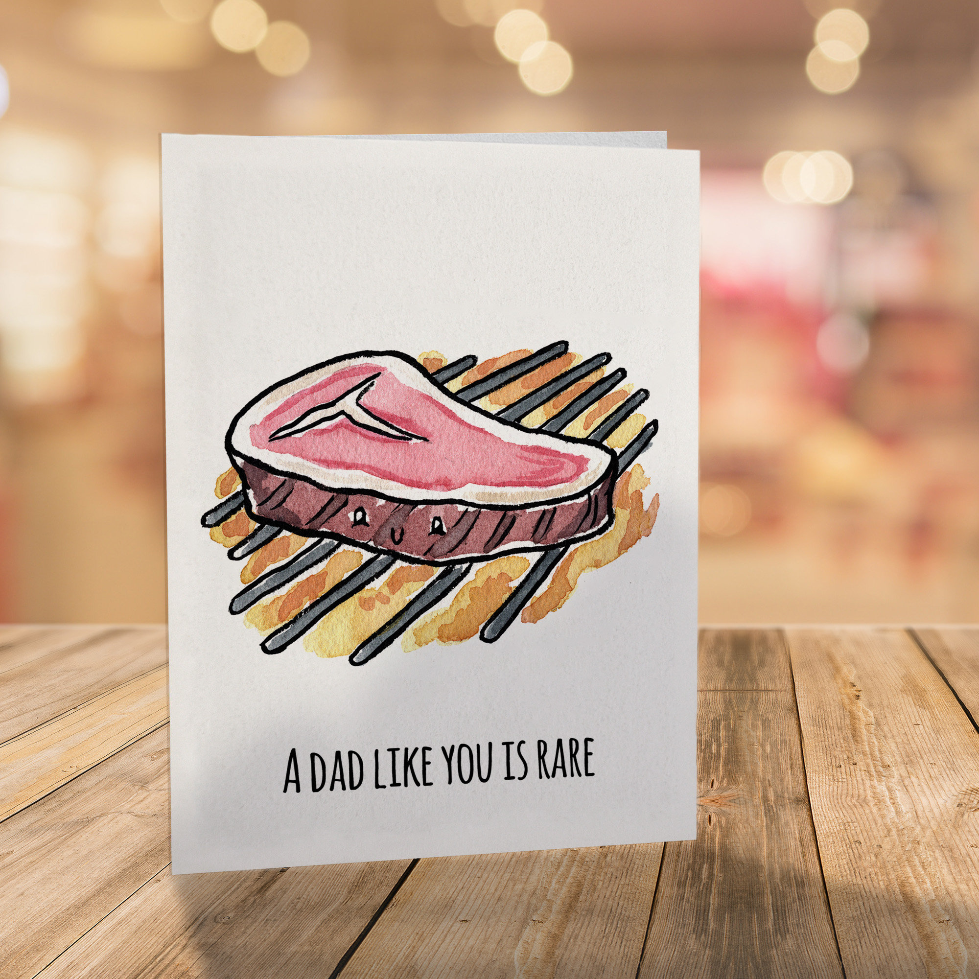 Funny Steak Fathers Day Card 'Dad like you is Rare | Etsy