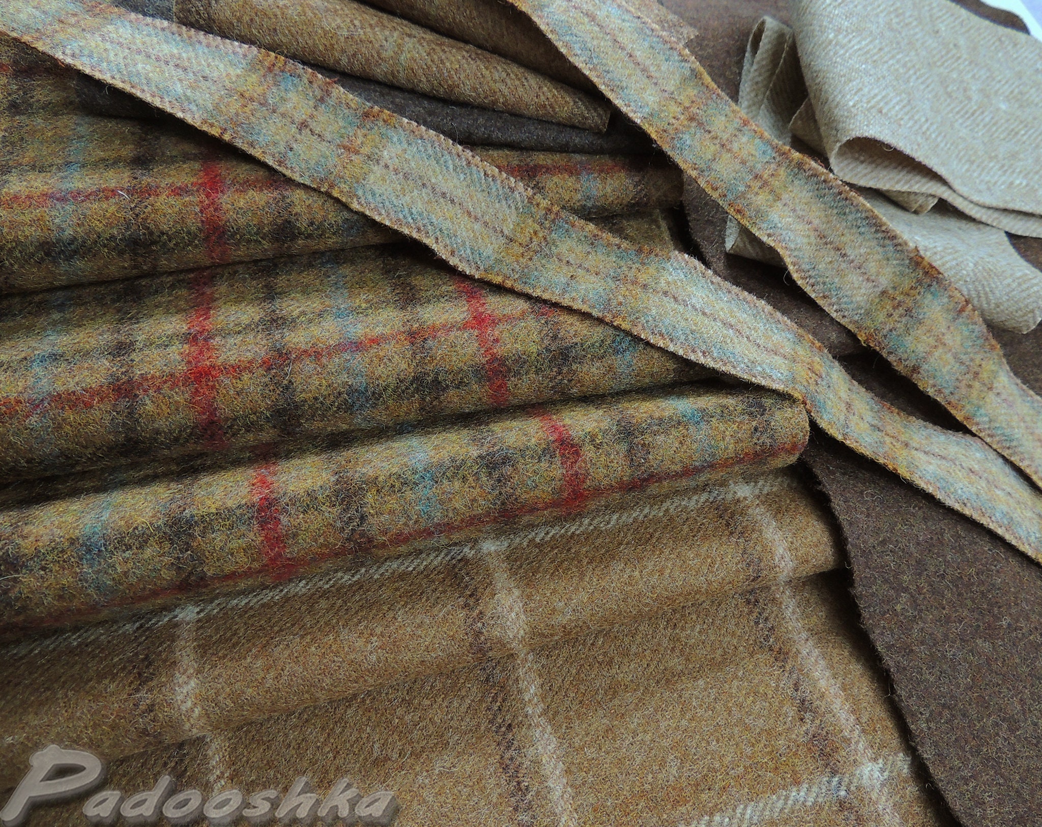 Paquet de tissu à carreaux écossais Brown tartan laine patchwork ...