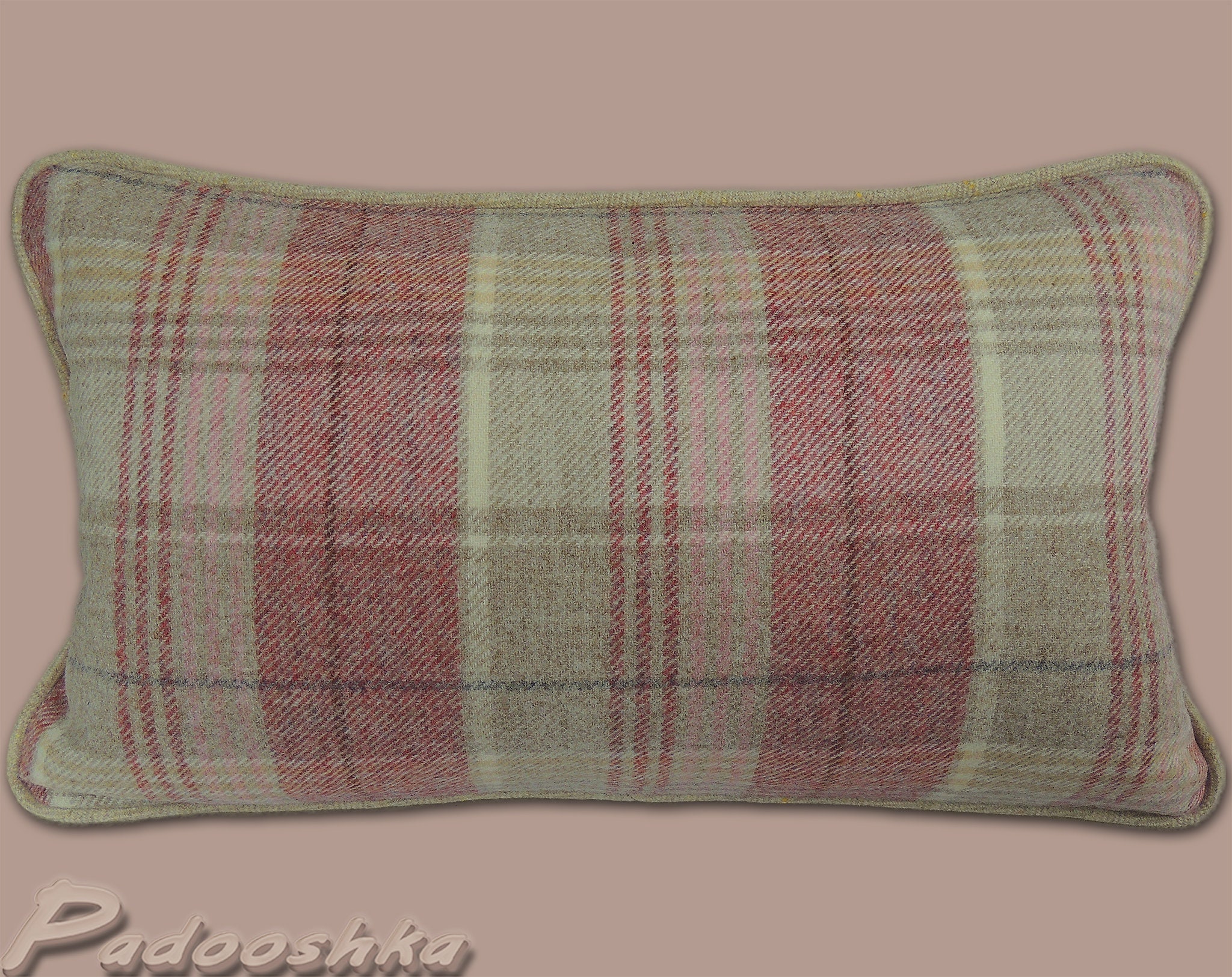 Rectangular Pink Plaid Pillow Cover Scottish Tartan Wool Cushion Case ...