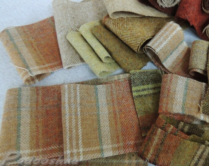 Scottish Plaid Fabric Scraps Burnt Orange Abraham Moon Wool Strips ...