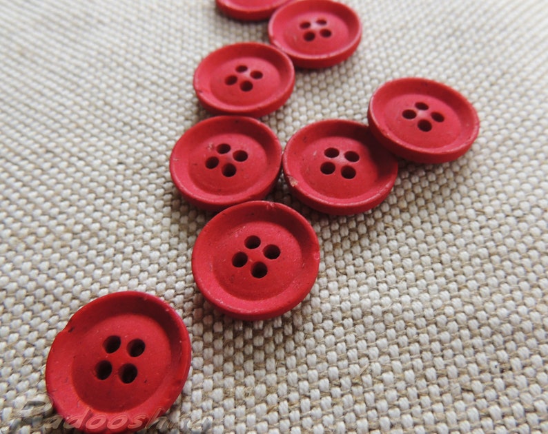 Red Small Buttons. Plastic 4 Hole Matt Red Buttons. Set of 12 - Etsy