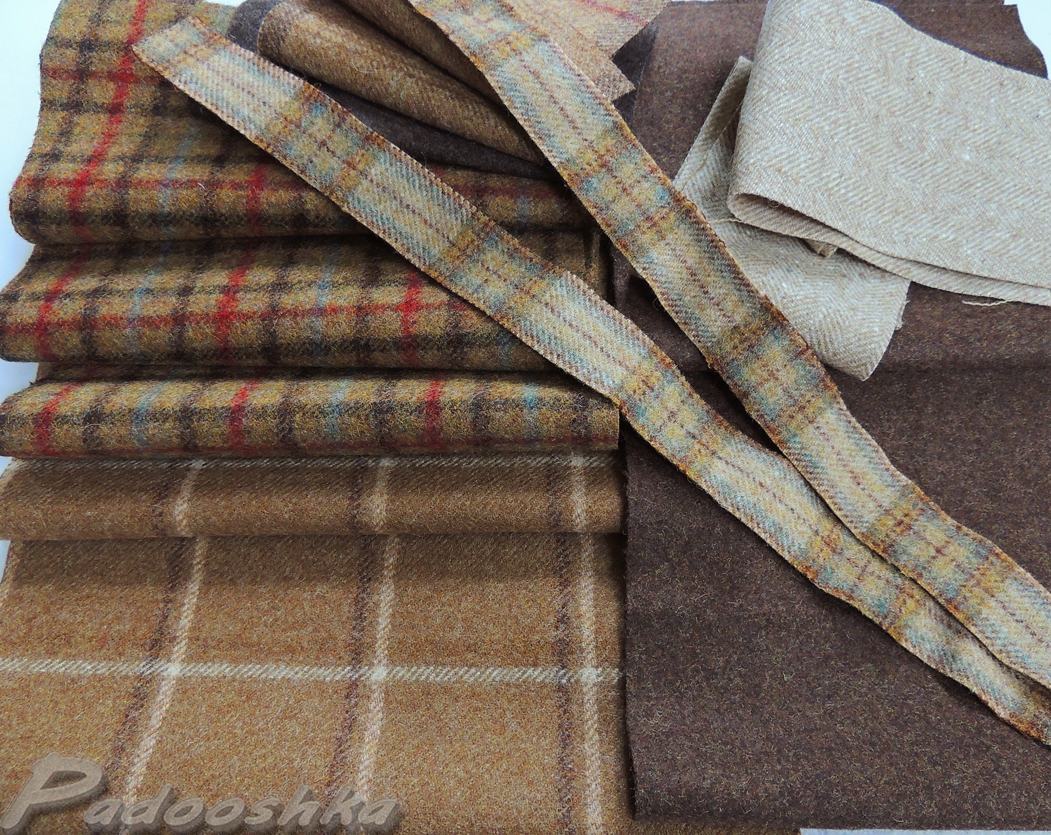 Paquet de tissu à carreaux écossais Brown tartan laine patchwork ...