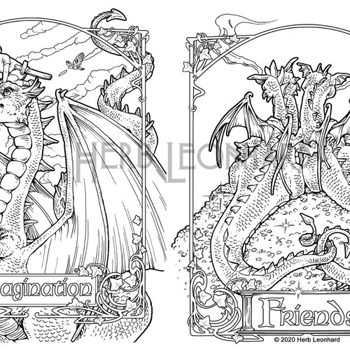 Dragon Storytime/kindness Coloring Page Herb Leonhard-2 Adult - Etsy