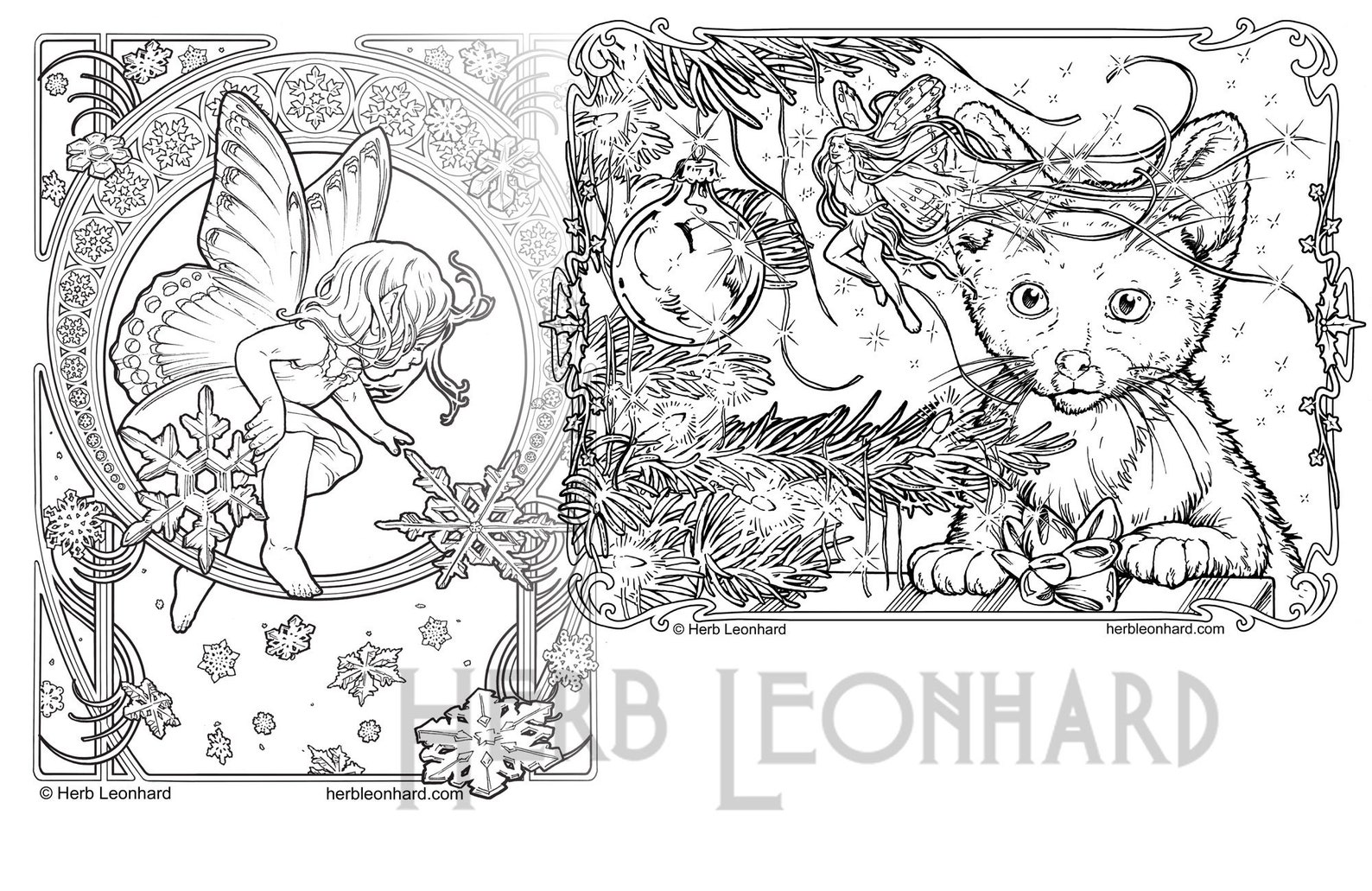 2 Holiday Fairy Coloring Pages Snowflake Fae / Tinsel Fae - Etsy