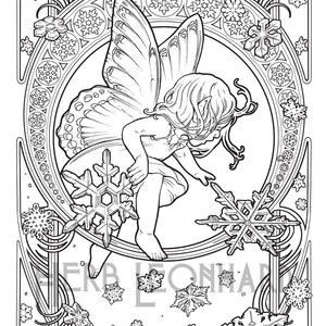 2 Holiday Fairy Coloring Pages, Snowflake Fae / Tinsel Fae, Herb ...