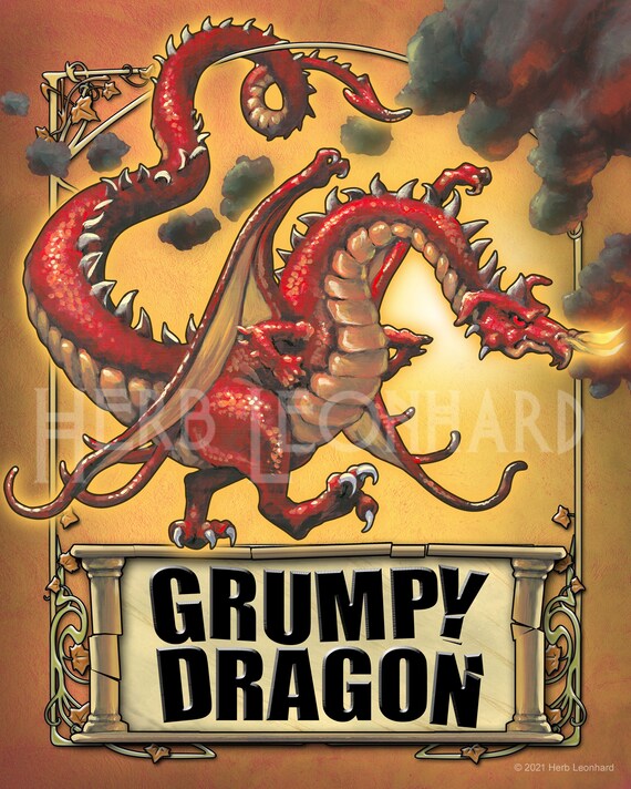 Grumpy Dragon 8x10 Print Gifts for Her Gifts | Etsy