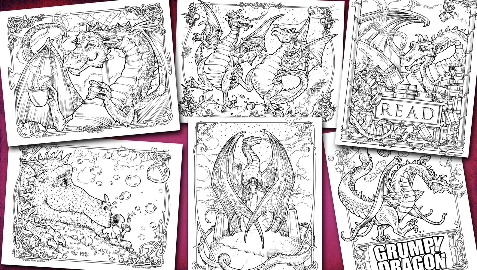 Dragon Fun Coloring Book Pdf Edition, Herb Leonhard Adult Coloring Book ...
