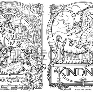 Dragon Storytime/kindness Coloring Page, Herb Leonhard-2 Adult Coloring ...
