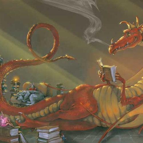 Reading Dragon 8x10 Fine Art PRINT Dragon With | Etsy