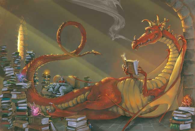 Reading Dragon 8x10 Fine Art PRINT Dragon With - Etsy