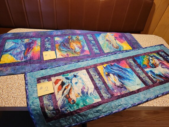 Quilted Table Runner With Horse Print - Etsy