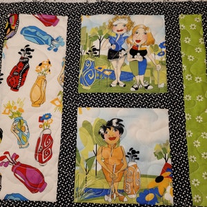 Quilted Table Runner With Lady Golfers Themed Print - Etsy