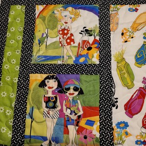 Quilted Table Runner With Lady Golfers Themed Print - Etsy