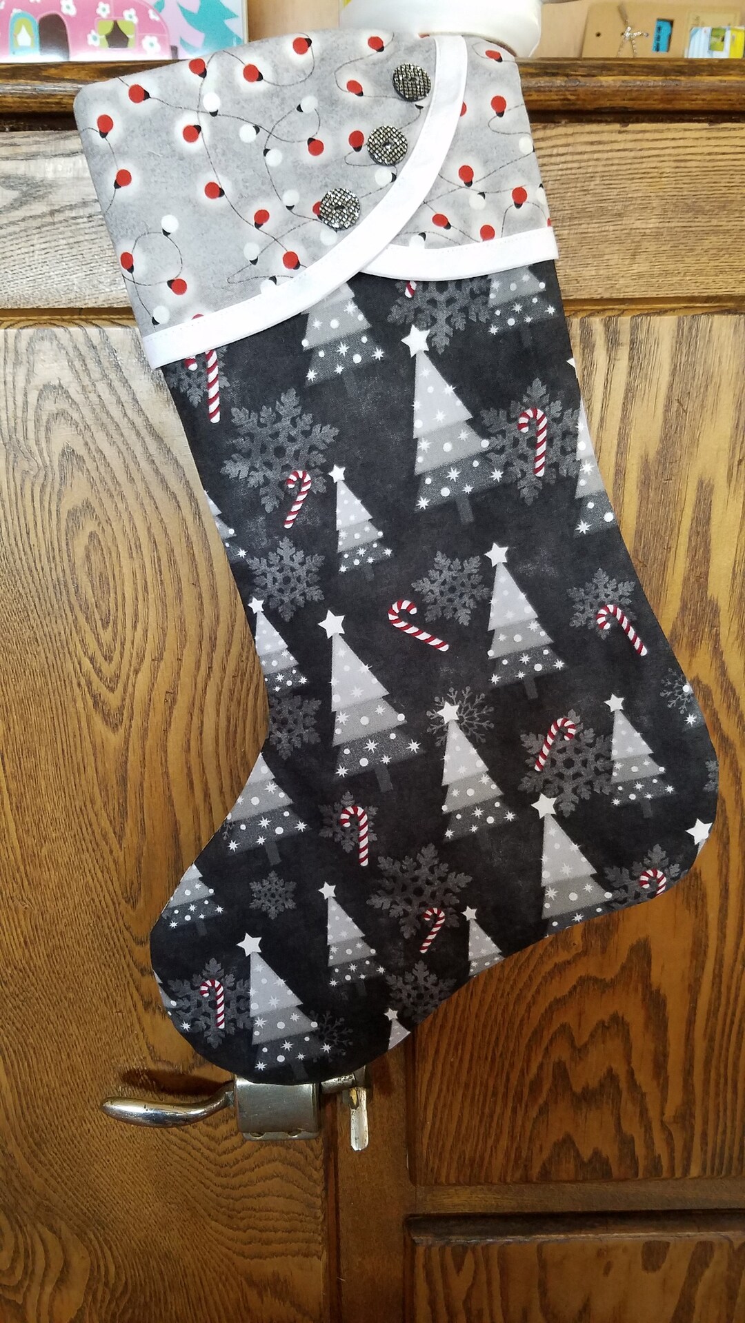 Christmas Stocking With Christmas Trees Scene Print - Etsy