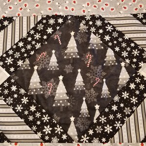 Quilted French Braid Table Runner With Christmas Trees Print - Etsy