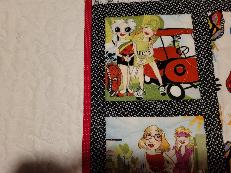 Quilted Table Runner With Lady Golfers Themed Print - Etsy