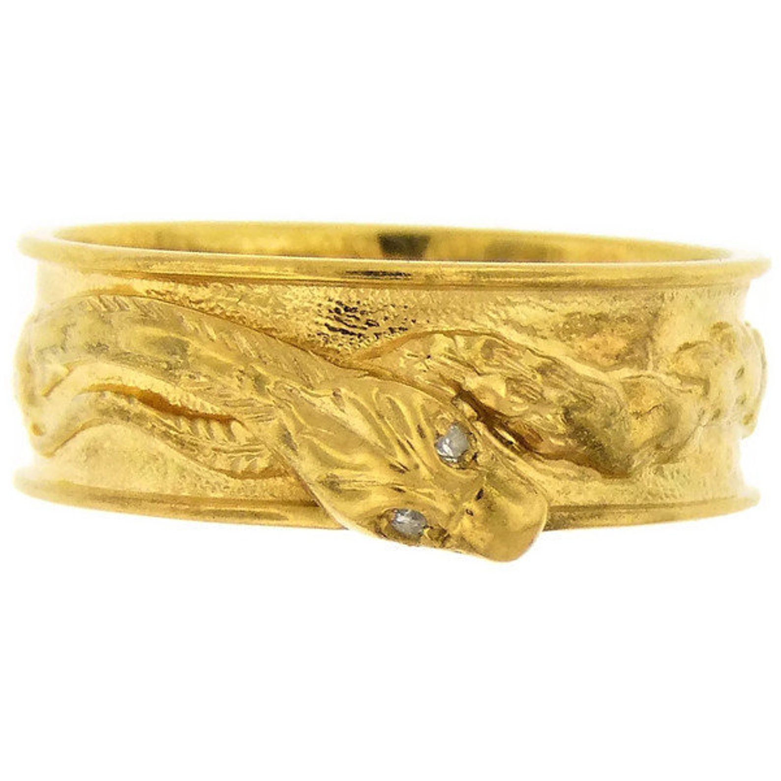 Wide 14 Kt Yellow Gold Fancy Art Deco Snake Design Unisex / | Etsy
