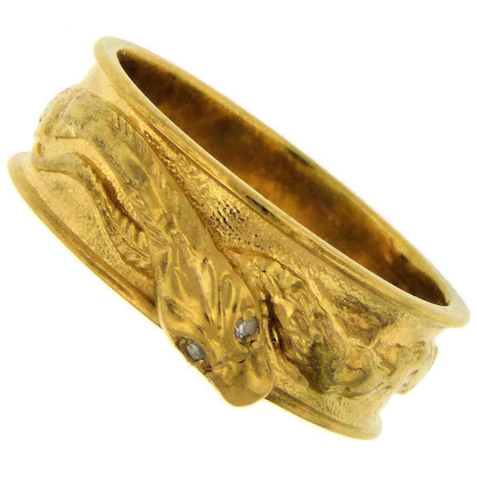 Wide 14 Kt Yellow Gold Fancy Art Deco Snake Design Unisex / | Etsy