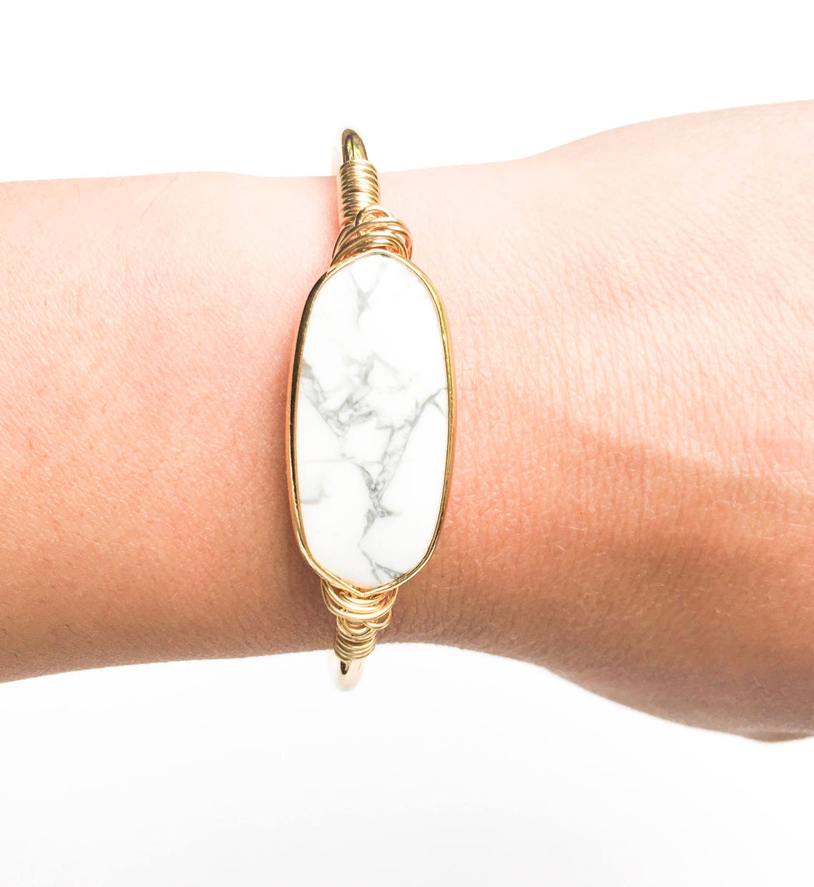 European Howlite Gold Cuff Bracelet Chic Bangle Bridesmaid | Etsy