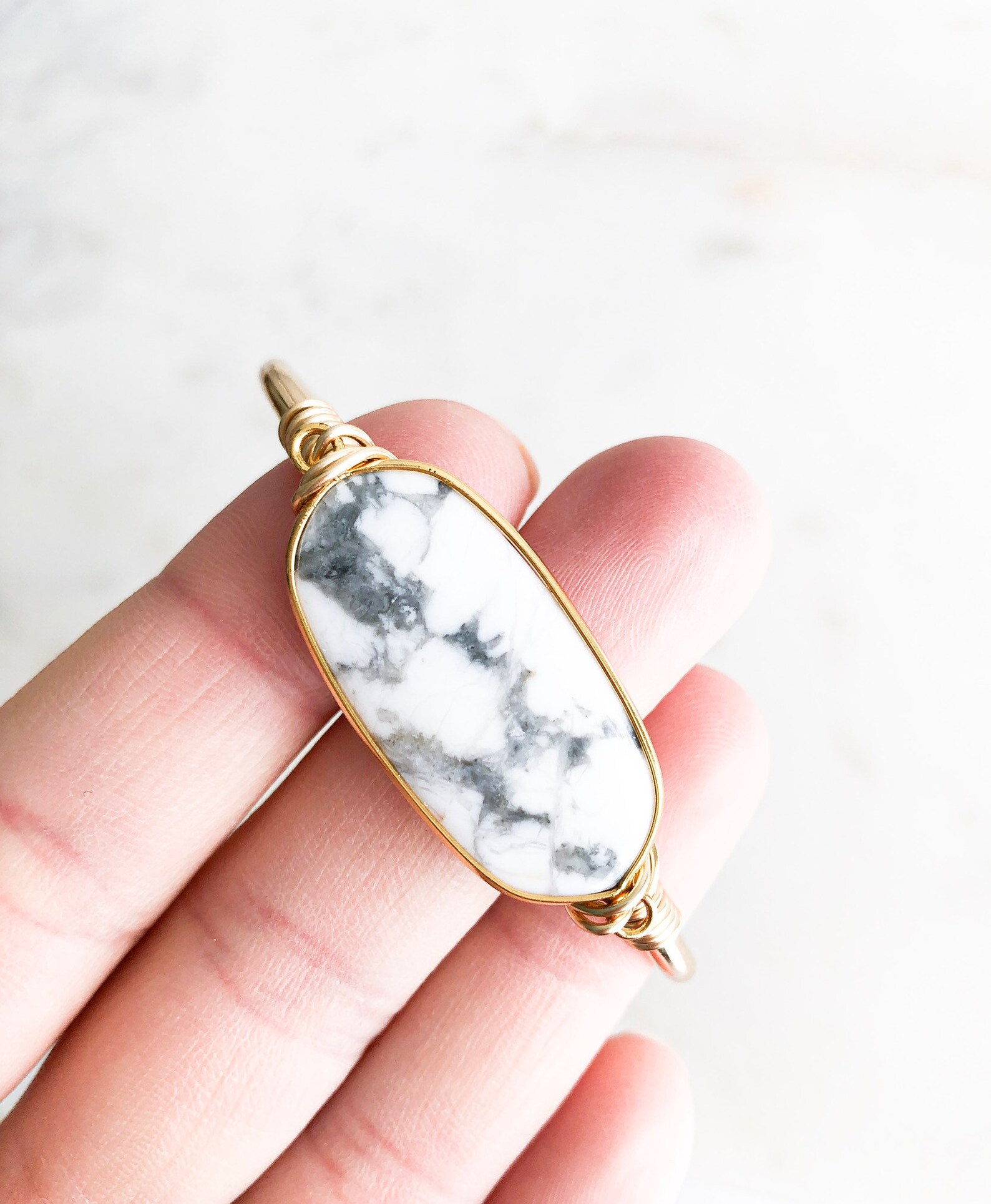 European Howlite Gold Cuff Bracelet Chic Bangle Bridesmaid | Etsy