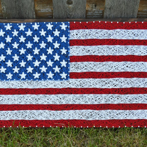 American Flag String Art With Iwo Jima Soldier Silhouettes - Etsy