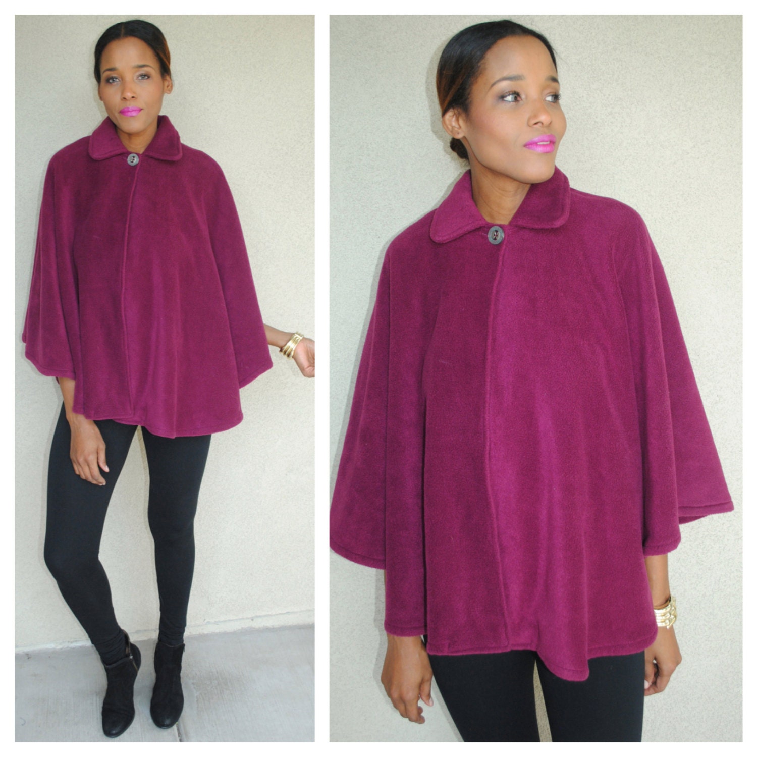 Vintage Cape Winter Coat. Fleece Blanket Style Draped Swing - Etsy