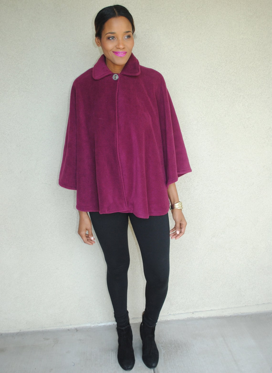 Vintage Cape Winter Coat. Fleece Blanket Style Draped Swing - Etsy