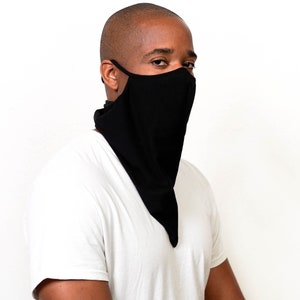 Black Neck Gaiter With Filter Pocket for Men and Women With, 3D Nose ...