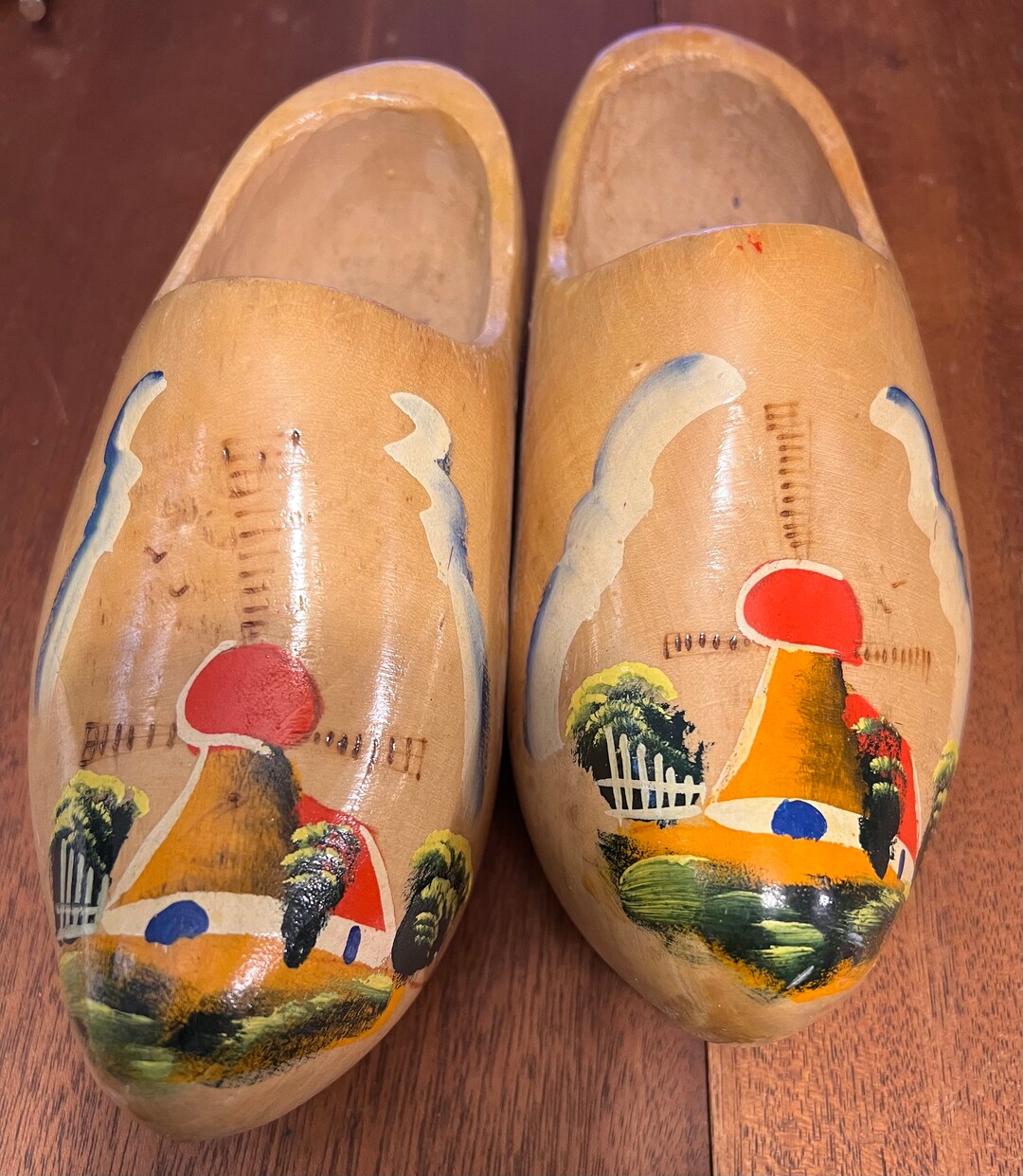Vintage Dutch Wooden Clogs, Hand-painted Windmills, Holland, Children's ...