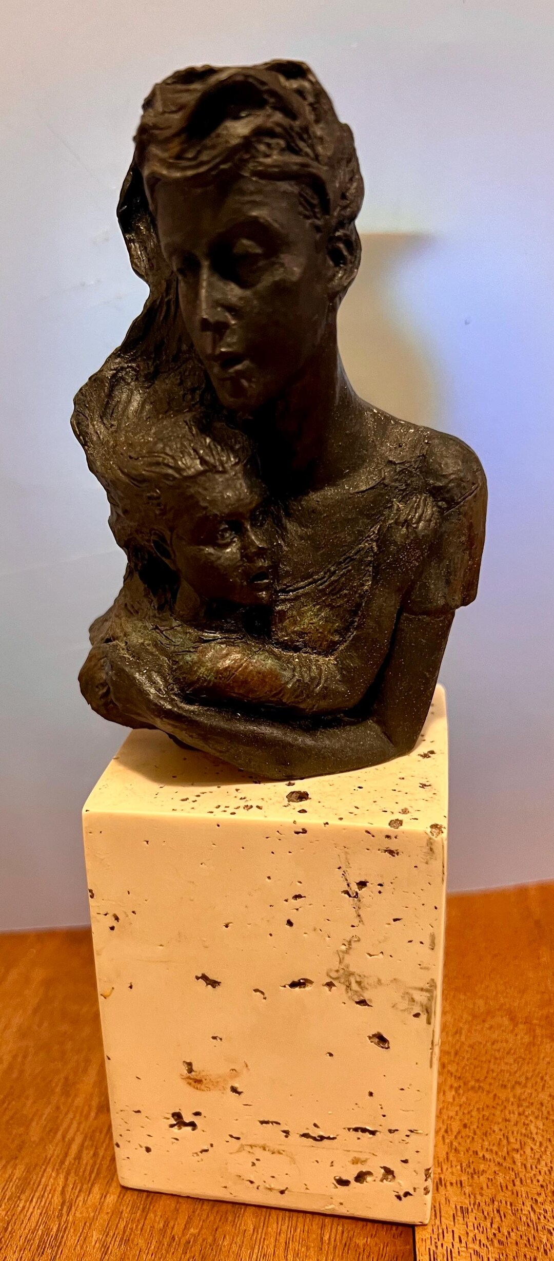 Vintage Mother & Child Sculpture on a Resin Based, Plated Resin ...