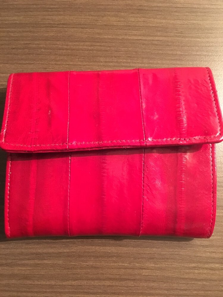 Vintage Red Eel Skin Wallet, Women's Coin Purse, Handbag Accessory, Red ...