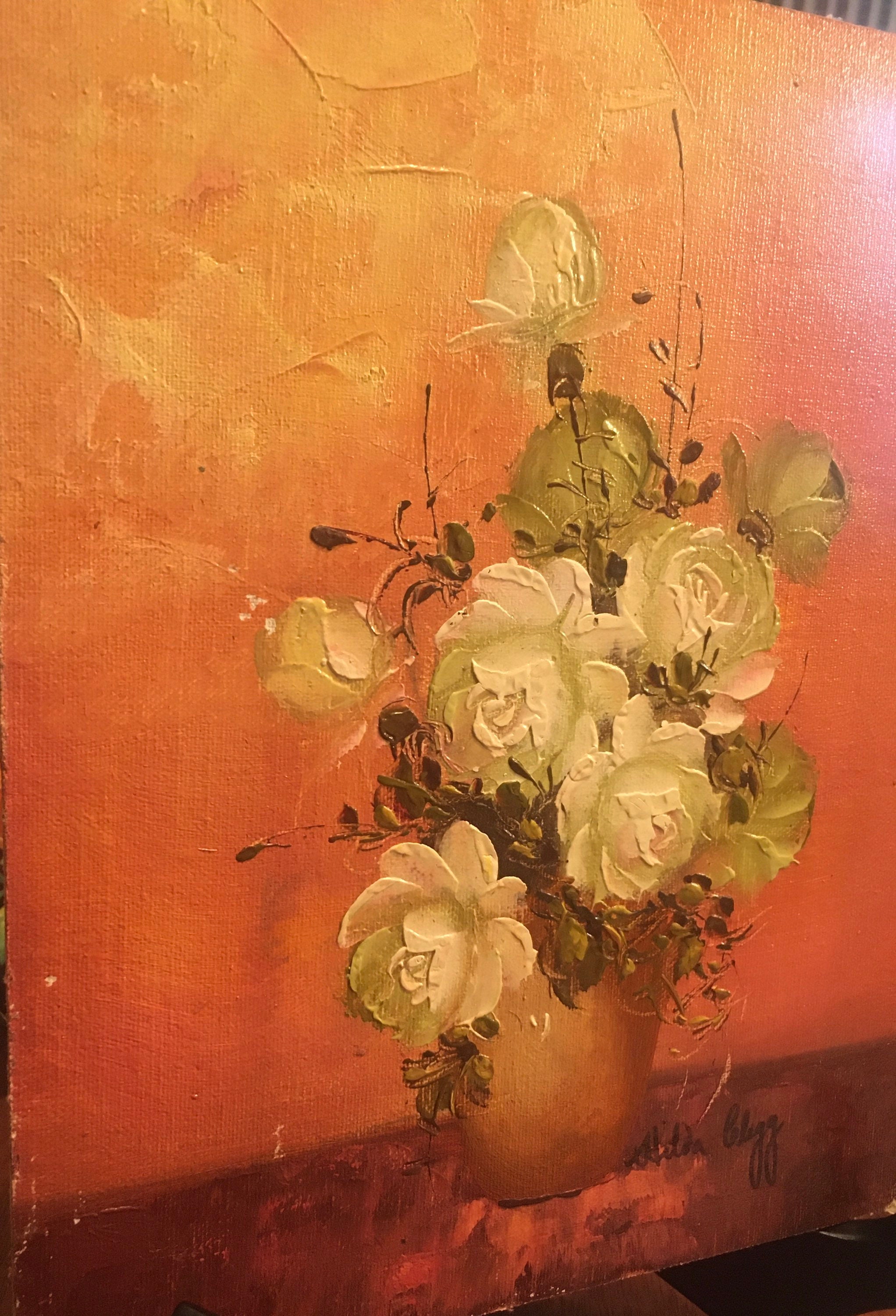 Hilda Clegg Oil on Board Floral Painting, 8 X 10 Painting, Clegg Roses ...