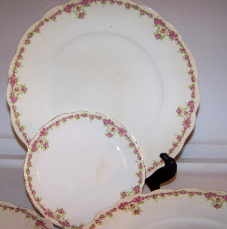Antique Buffalo Pottery China, Pink Rose Pattern, Early Buffalo Mark ...