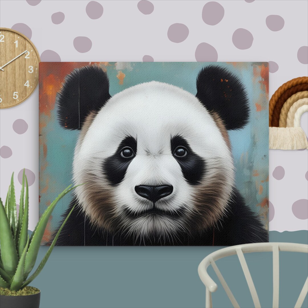 Thin Canvas Panda Art, Kids Decor, Modern Decor, Animal Decor, Living ...
