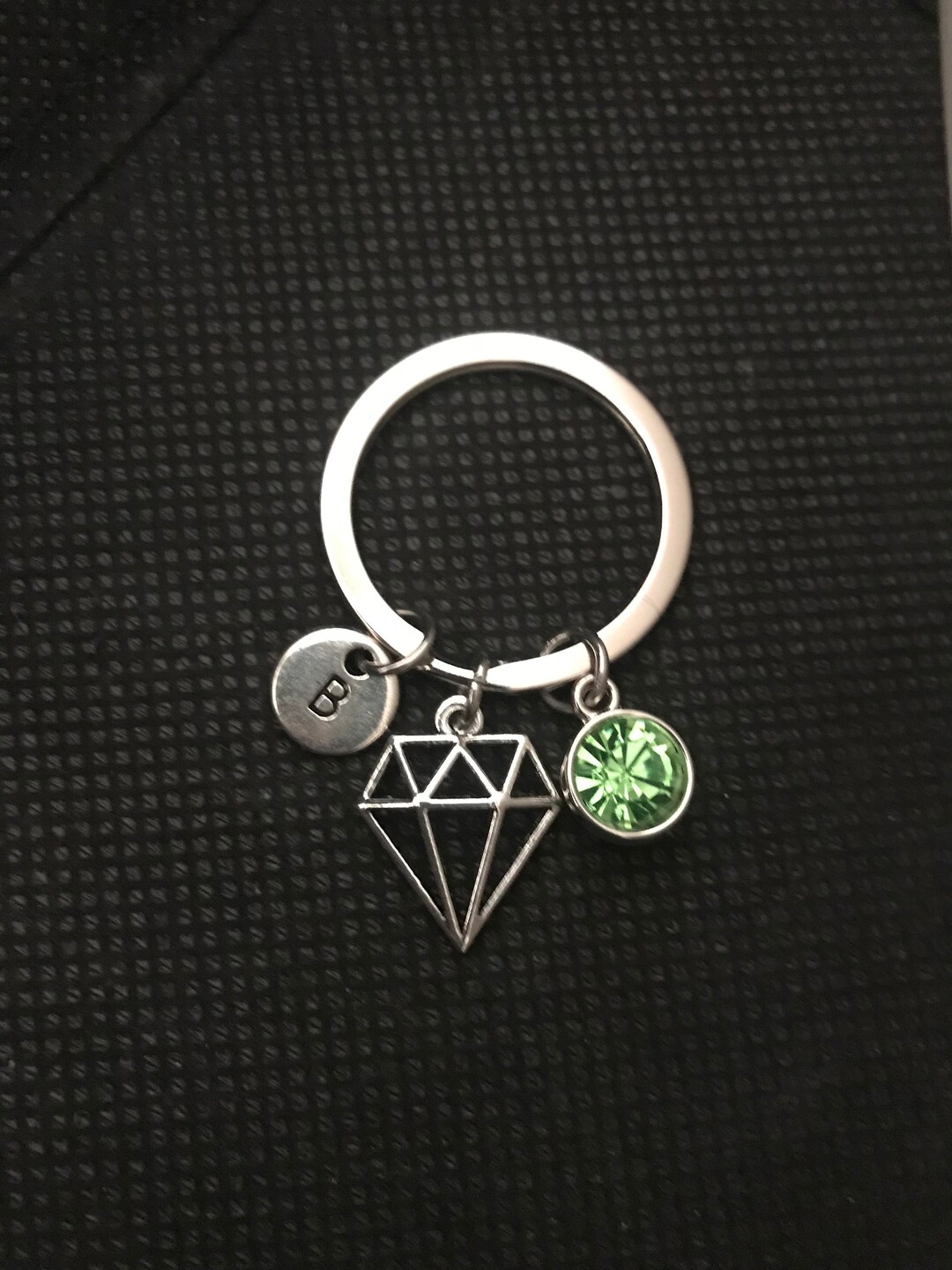 Personalized Diamond Keychain Diamond Gift Diamond Keyring Birthstone ...