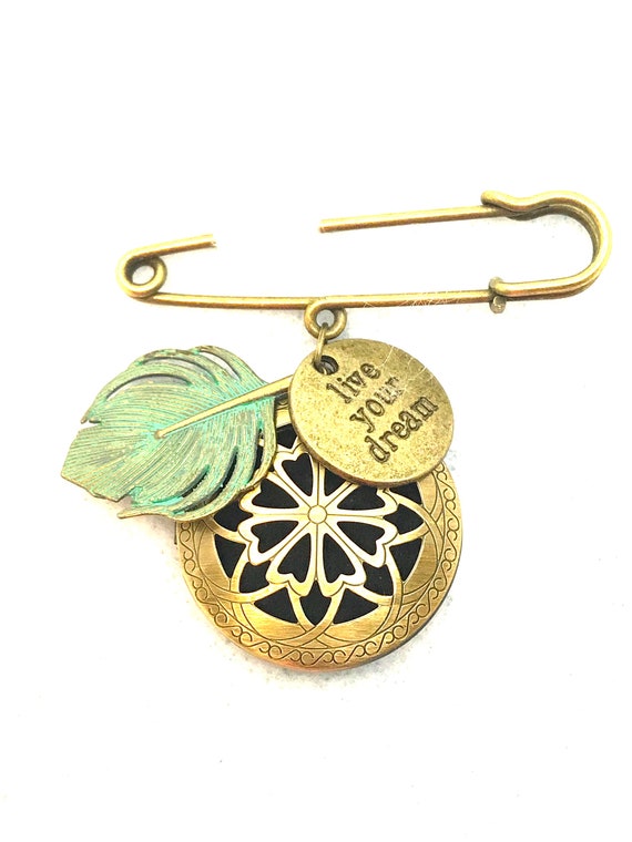 Essential Oil Brooch Pin Diffuser Live Your Dream Perfume | Etsy