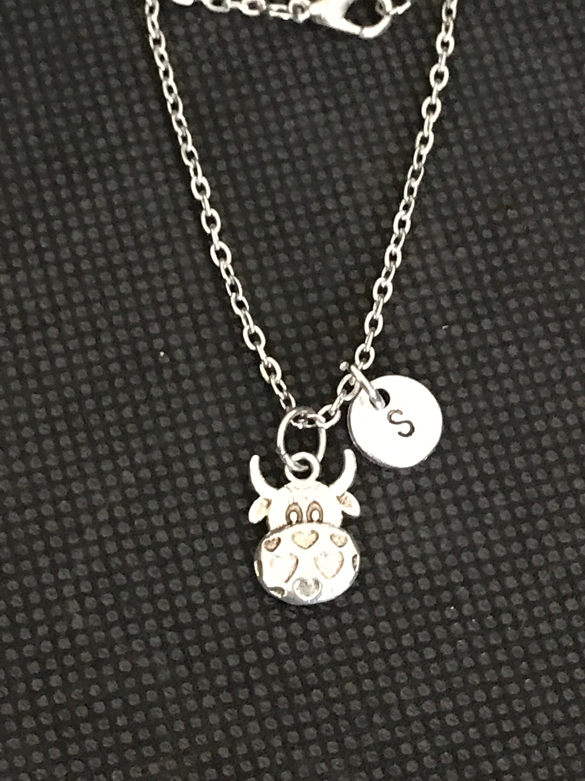 Personalized Cow Necklace Cow Jewelry Farm Animal Necklace | Etsy
