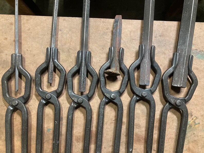 Blacksmith V Bolt Tongs 6 Piece Set - Etsy