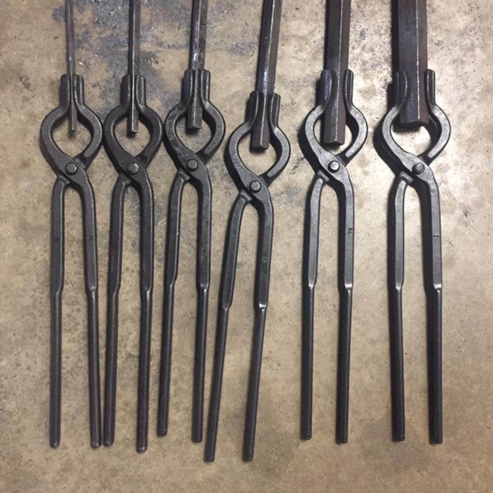 Blacksmith v bolt tongs 6 piece set | Etsy