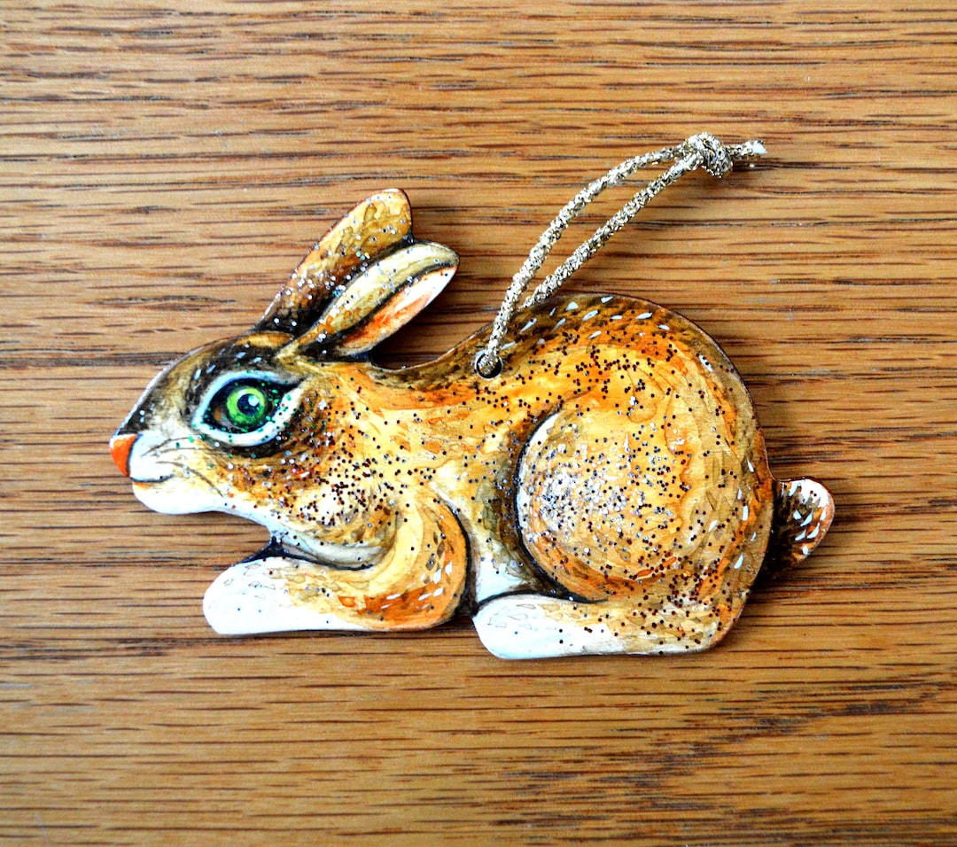 Christmas Rabbit Ornament - Hand Crafted and Painted - Etsy