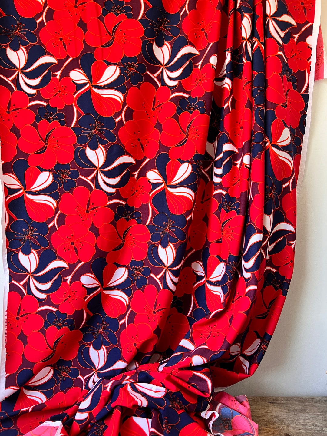 1970s Fabric, THC Hawaiian Textiles 3 2/3 Yards Polyester Knit Fabric ...