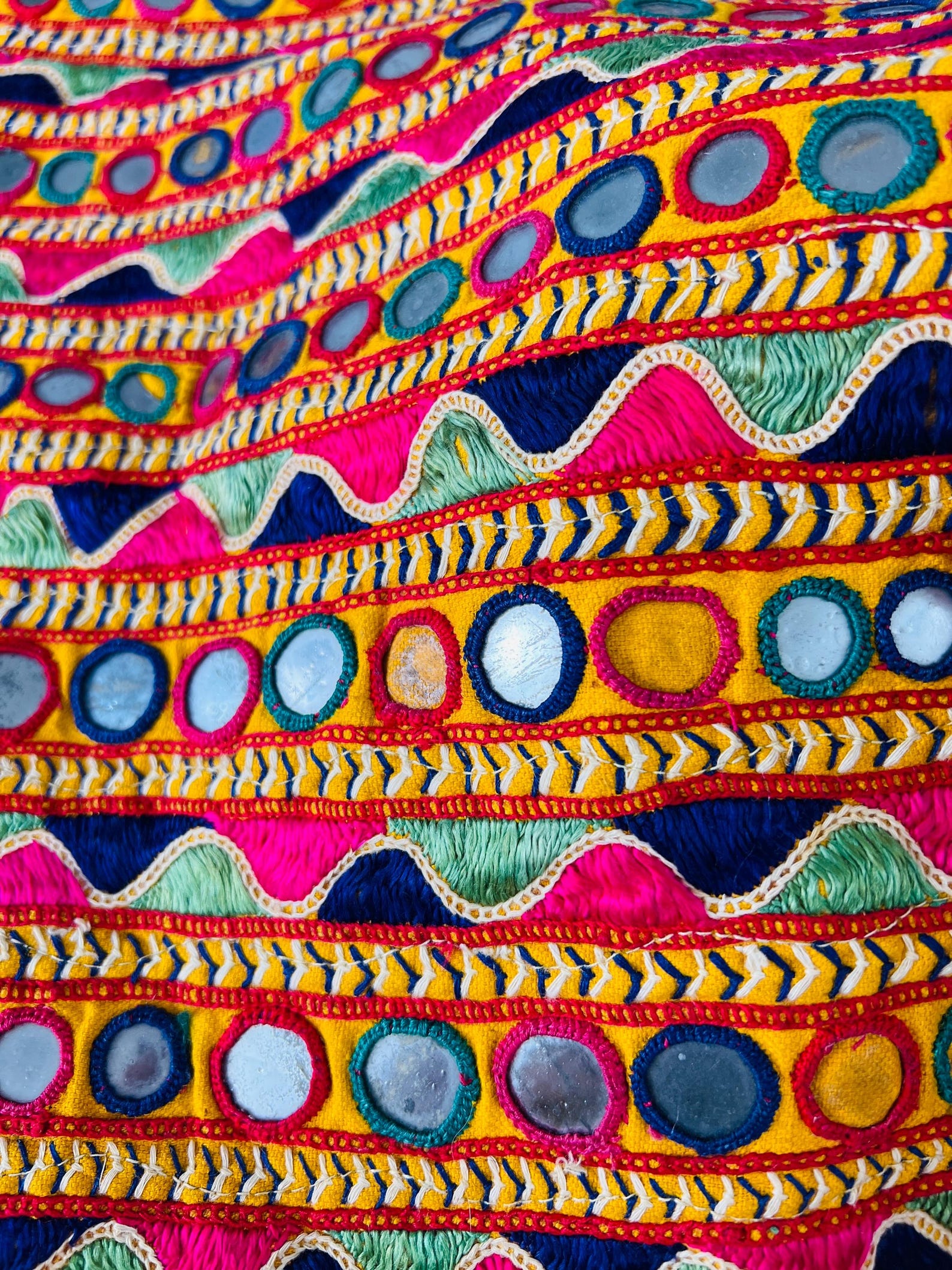1920s Mirror Work - Hand Embroidered Rajasthani Textile, Glass Shisha ...