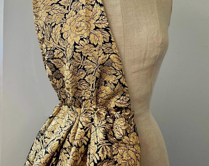 1960s Woven Cotton Brocade Remnant Small Scale Floral Woven Upholstery ...