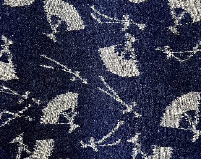 Vintage Japanese Indigo Kasuri Cotton Fabric With Fans #6992 - Etsy