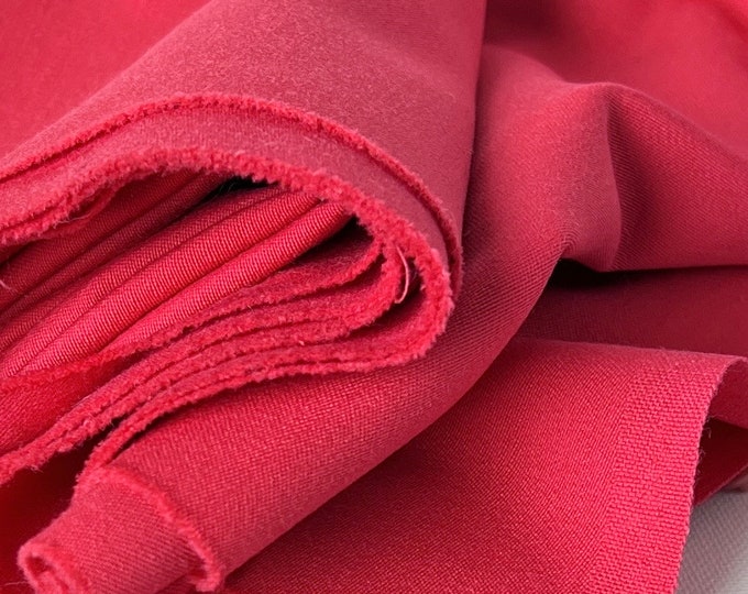 Pure Wool Gabardine Fabric, 2 Yards Coral Red Wool Fabric 56” Wide ...