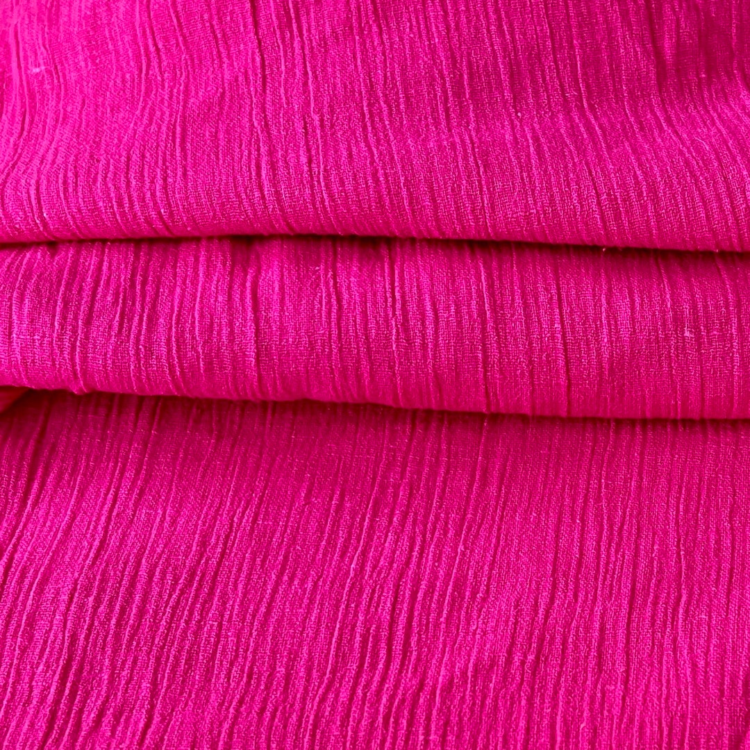 Bright Pink Gauze Fabric by the Yard, Vintage Crinkle Cotton #1036 - Etsy