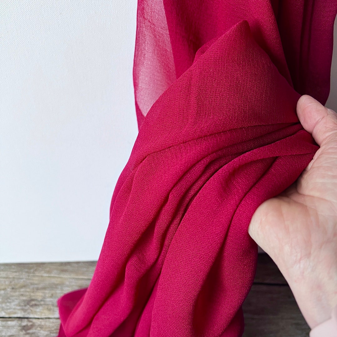 Red Silk Chiffon Fabric by the Yard Garnet Red Sheer Fabric - Etsy