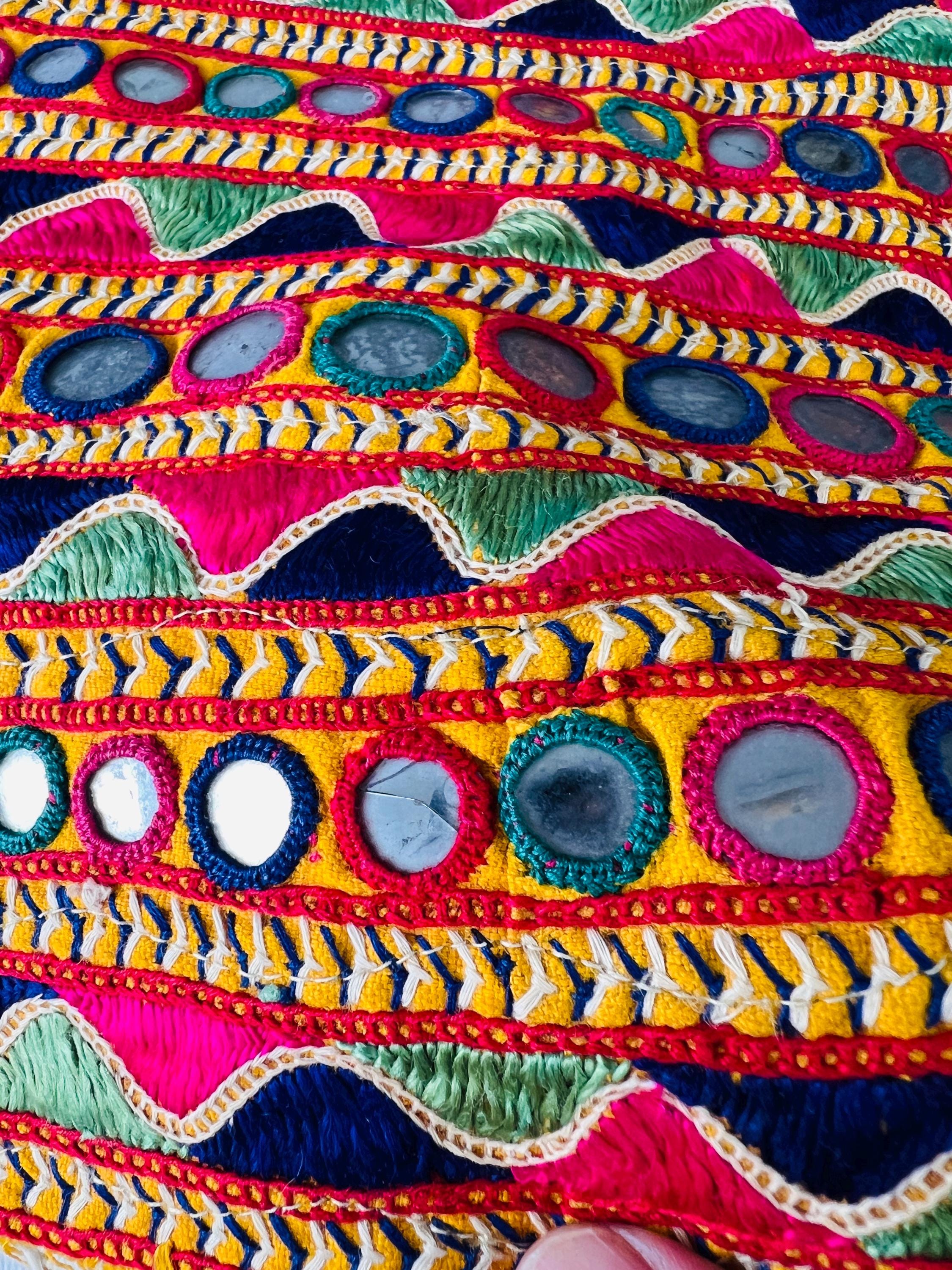 1920s Mirror Work - Hand Embroidered Rajasthani Textile, Glass Shisha ...