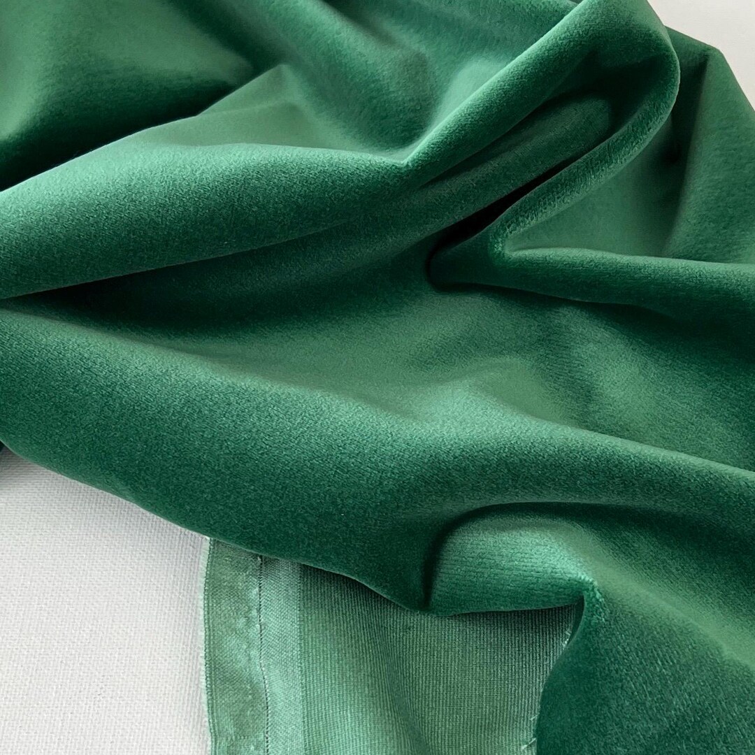 Viridian Green Cotton Velvet Upholstery Fabric Remnant #6874 - Etsy