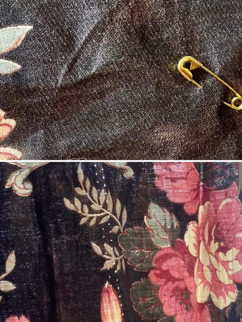 Vintage 1920s English Chintz: Yardage of Botanical Floral Rose Print ...